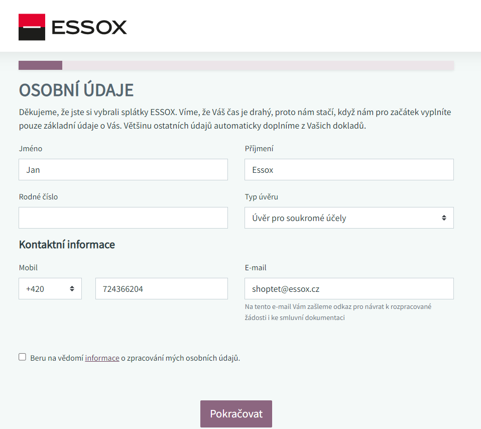 Shoptet | ESSOX – Spotřebitelské financování